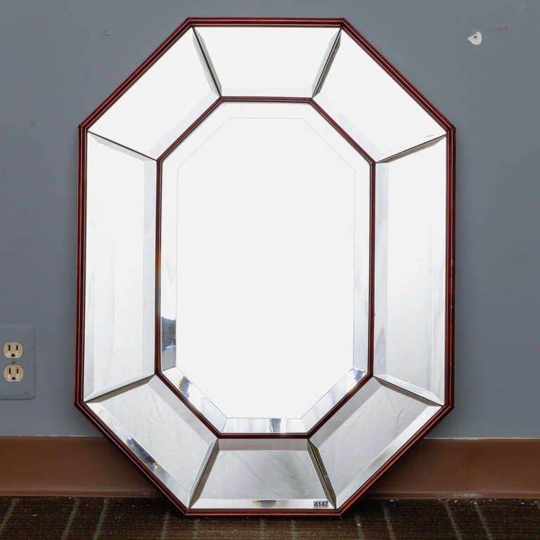 Art Deco Octagonal Shape Mirror with Wood Frame at 1stDibs