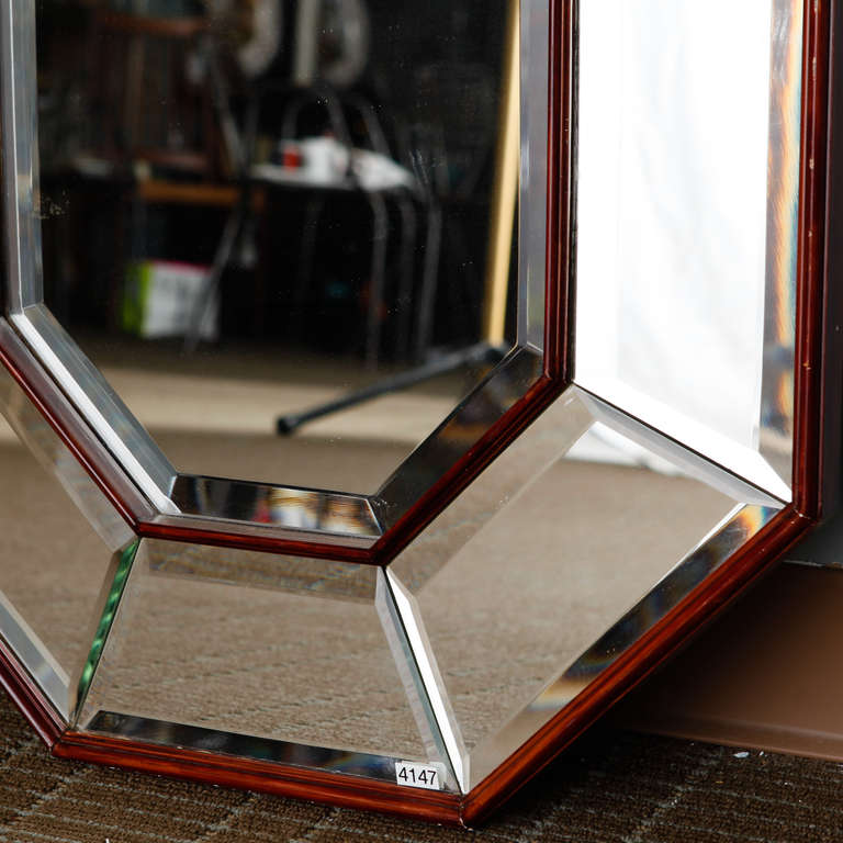 Art Deco Octagonal Shape Mirror with Wood Frame at 1stDibs