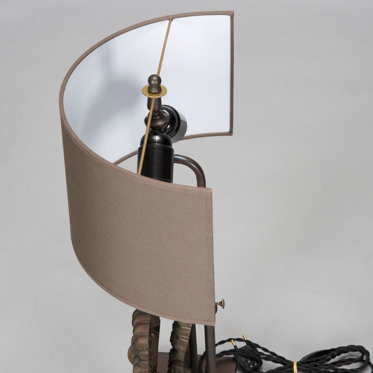 Pair of Custom Designed Iron Bow Lamps For Sale at 1stDibs