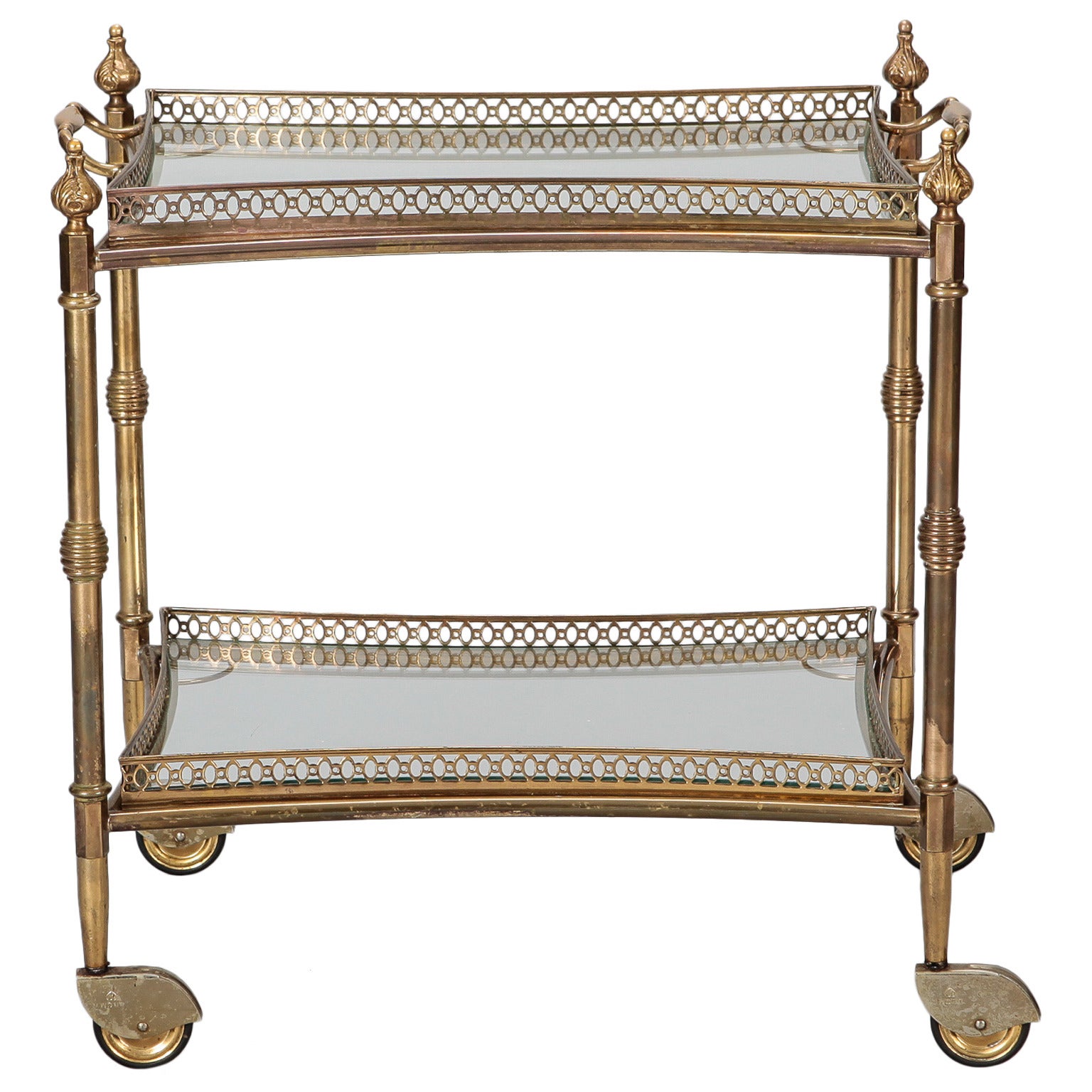 Two Tier Brass and Glass Serving Trolley with Removable Tray For Sale ...