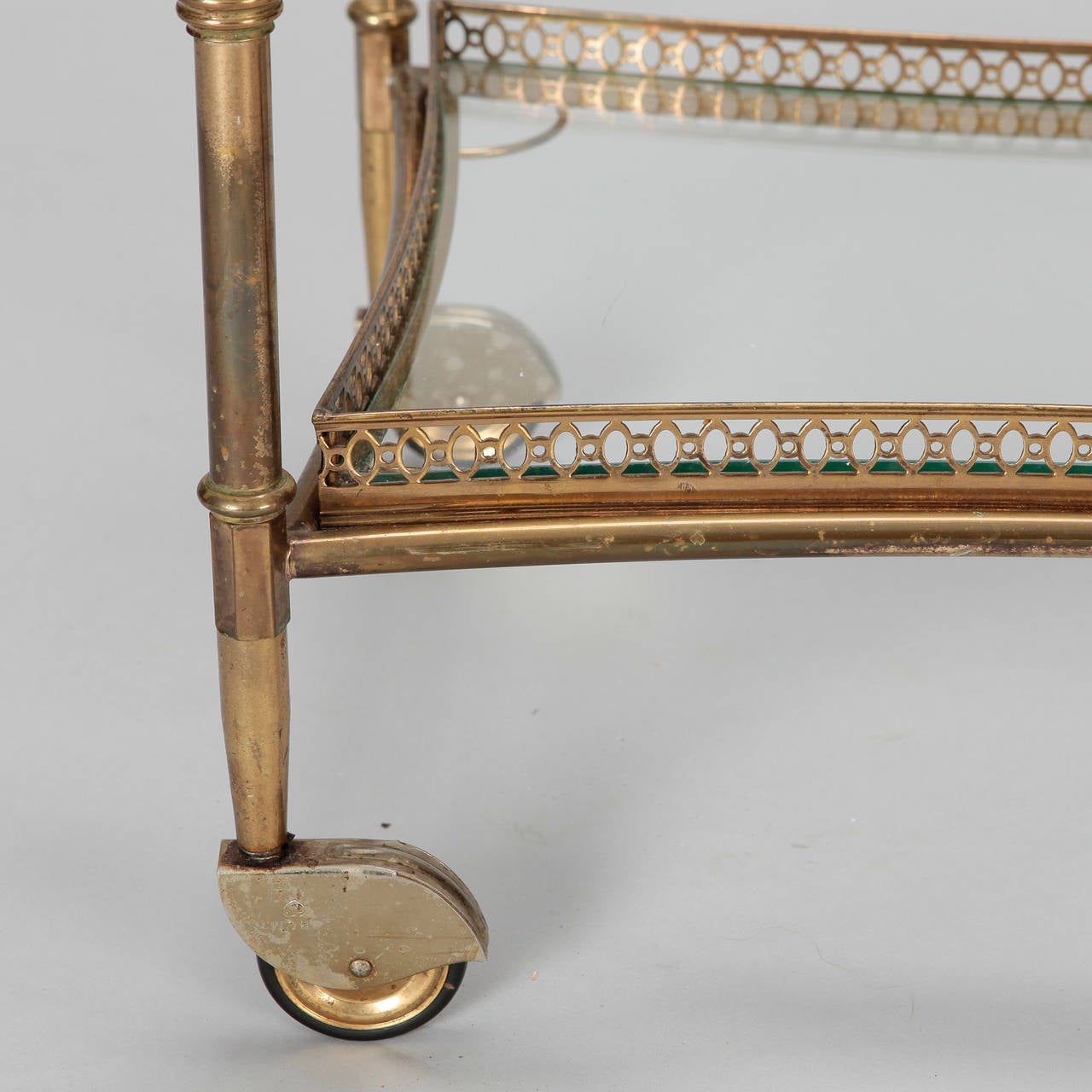 Two Tier Brass and Glass Serving Trolley with Removable Tray For Sale ...