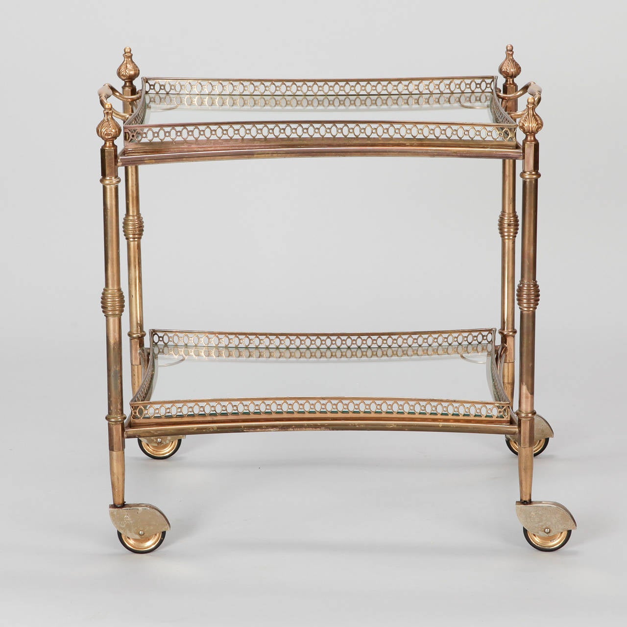 Two Tier Brass and Glass Serving Trolley with Removable Tray For Sale ...