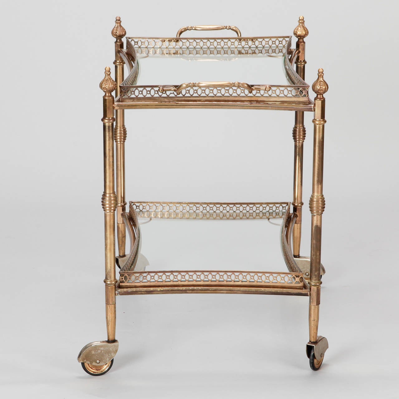 Two Tier Brass and Glass Serving Trolley with Removable Tray For Sale ...