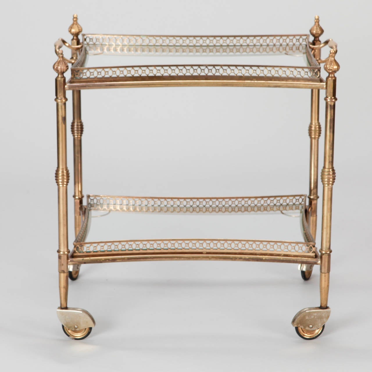 Two Tier Brass and Glass Serving Trolley with Removable Tray For Sale ...