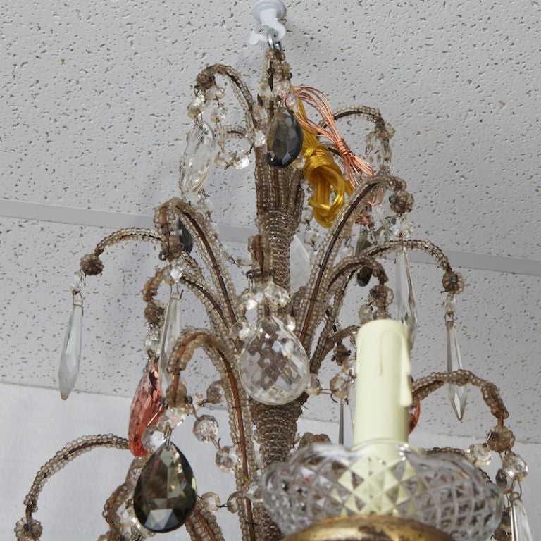 Italian Six-Light Crystal Chandelier with Giltwood Bobeches For Sale at ...