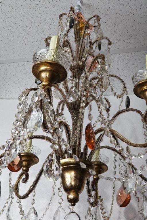 Italian Six-Light Crystal Chandelier with Giltwood Bobeches For Sale at ...
