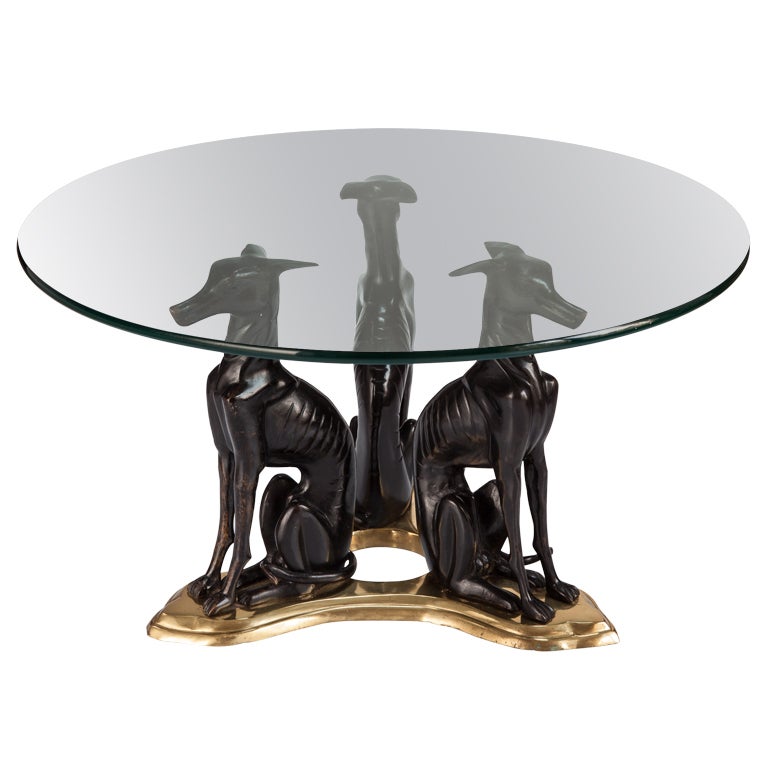 Midcentury Bronze Whippets Cocktail Table in Manner of Maitland Smith ...