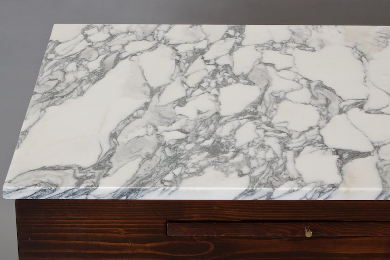 French Butcher's Block Table with New Marble Top at 1stDibs | marble ...