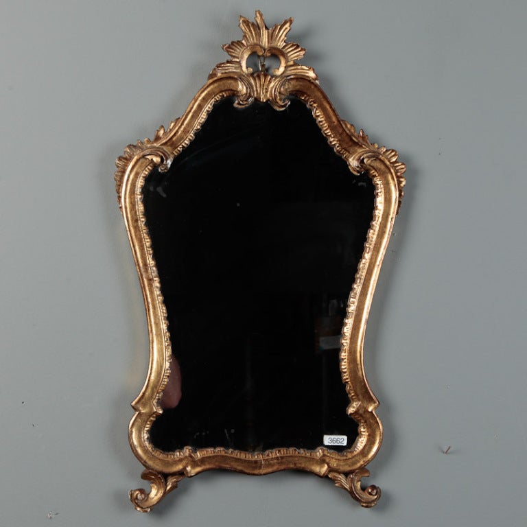 Italian Gilded Mirror with Crown Top For Sale at 1stDibs