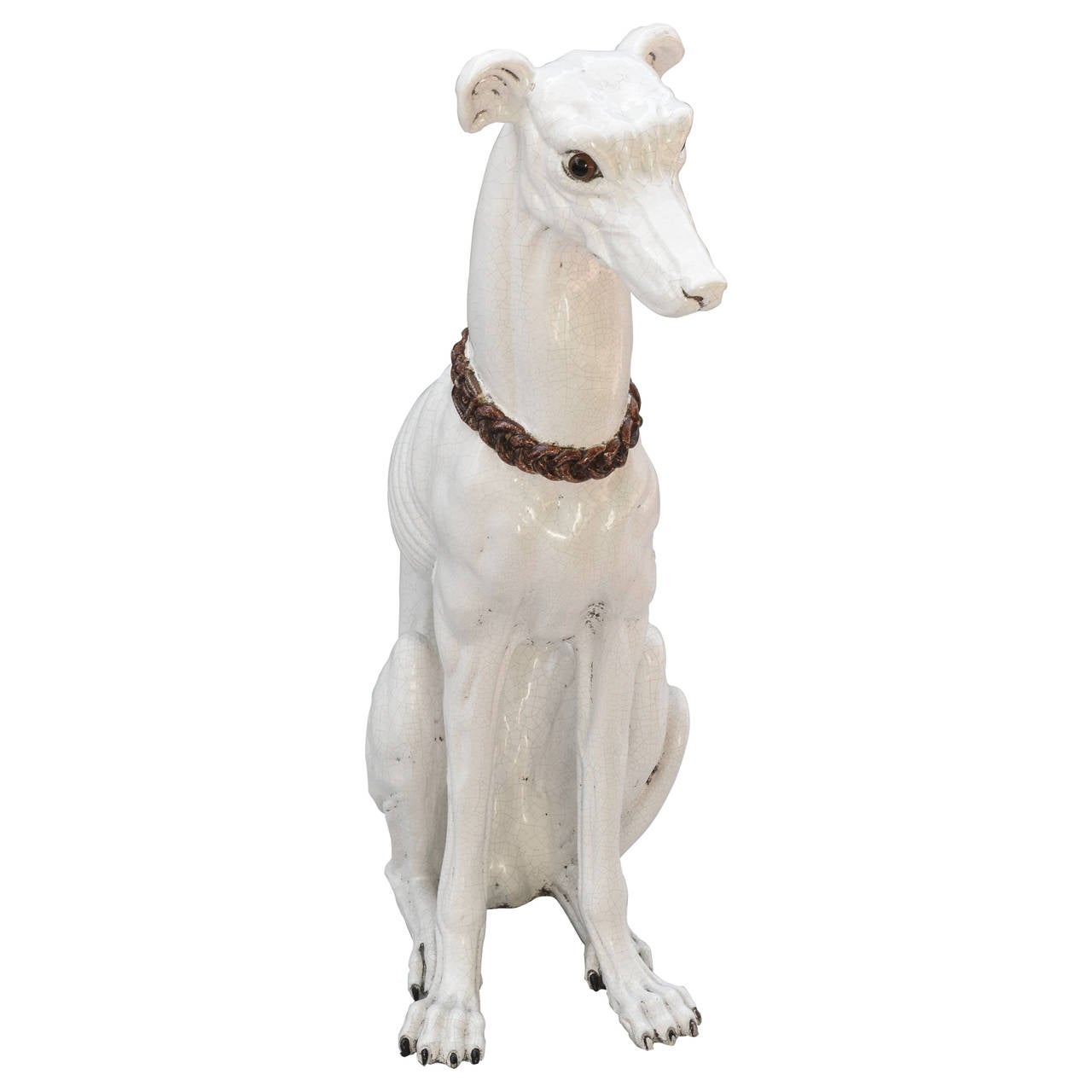 Oversized Glazed Pottery Whippet at 1stDibs