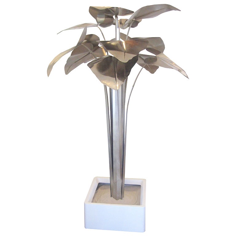 Mid-Century Nickel Plated Metal Palm Tree at 1stDibs