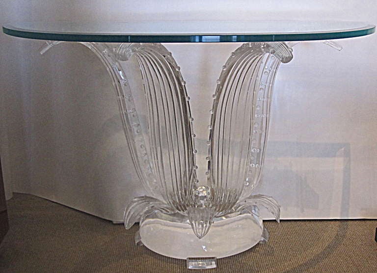 Lucite Cactus Flower Console at 1stDibs