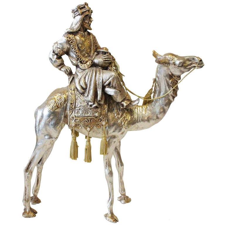 Carved Silvered large Figure of Arab on Camel at 1stDibs