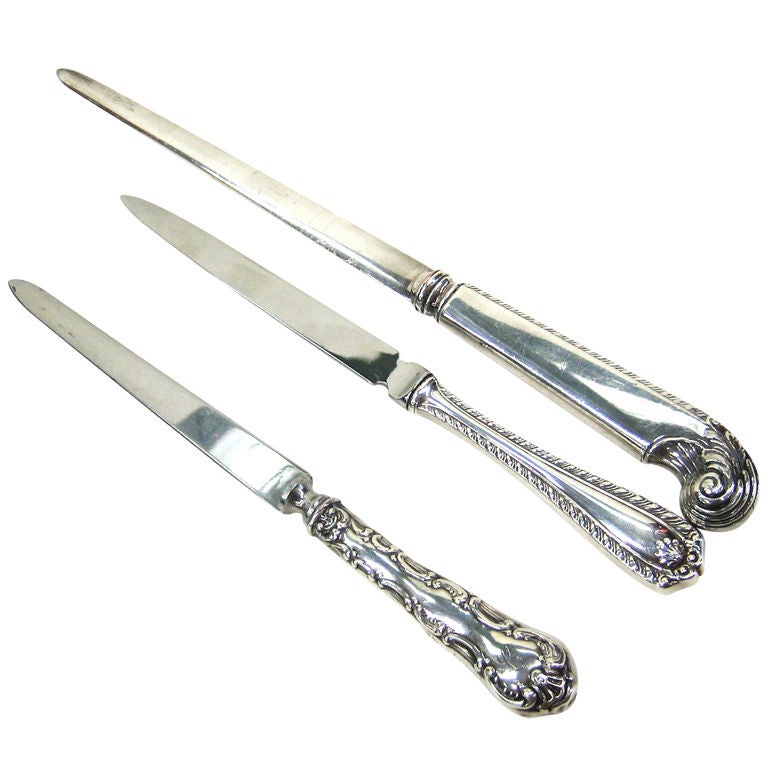 Three Various Sterling Silver handled Letter Openers at 1stDibs