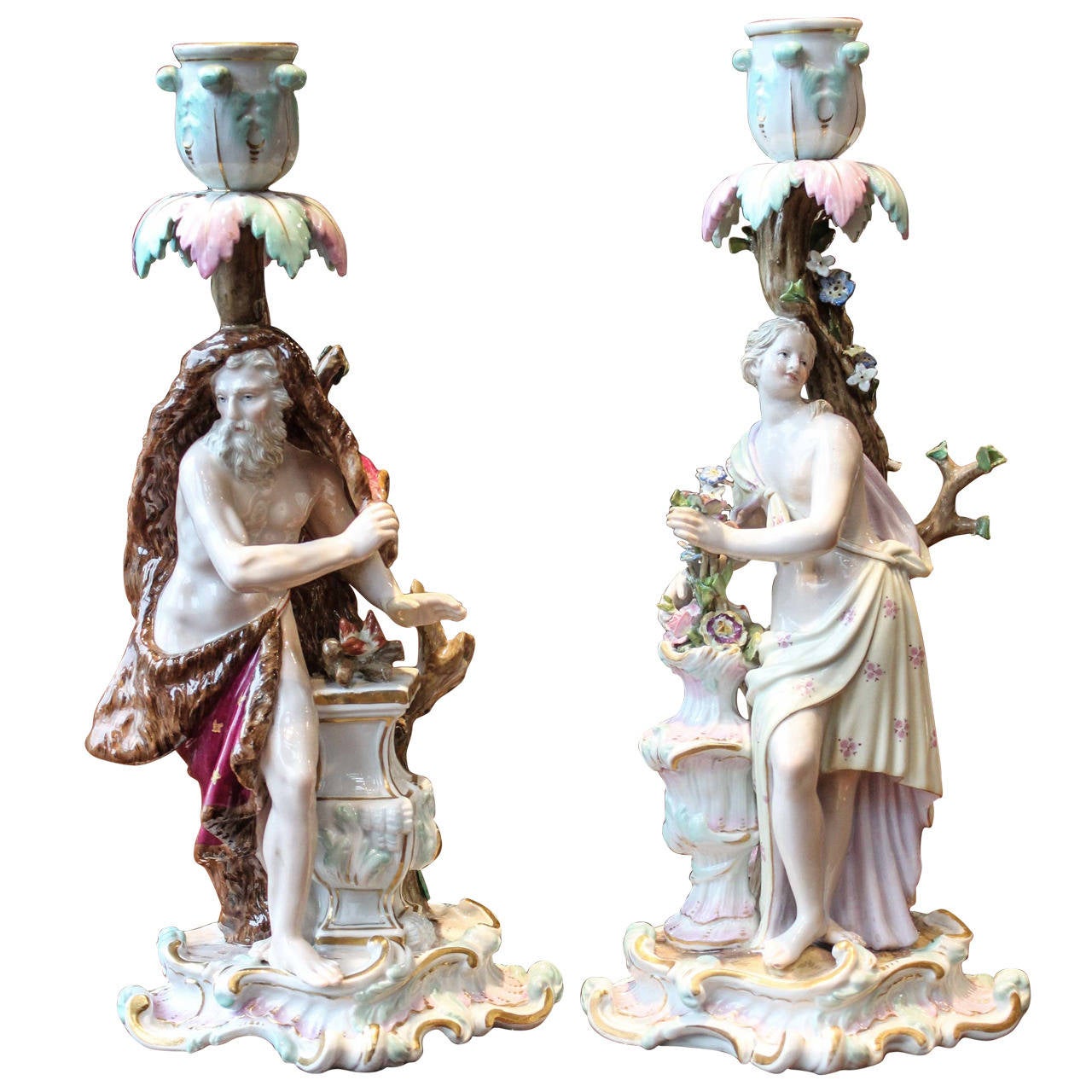 Pair of Meissen Candlesticks at 1stDibs