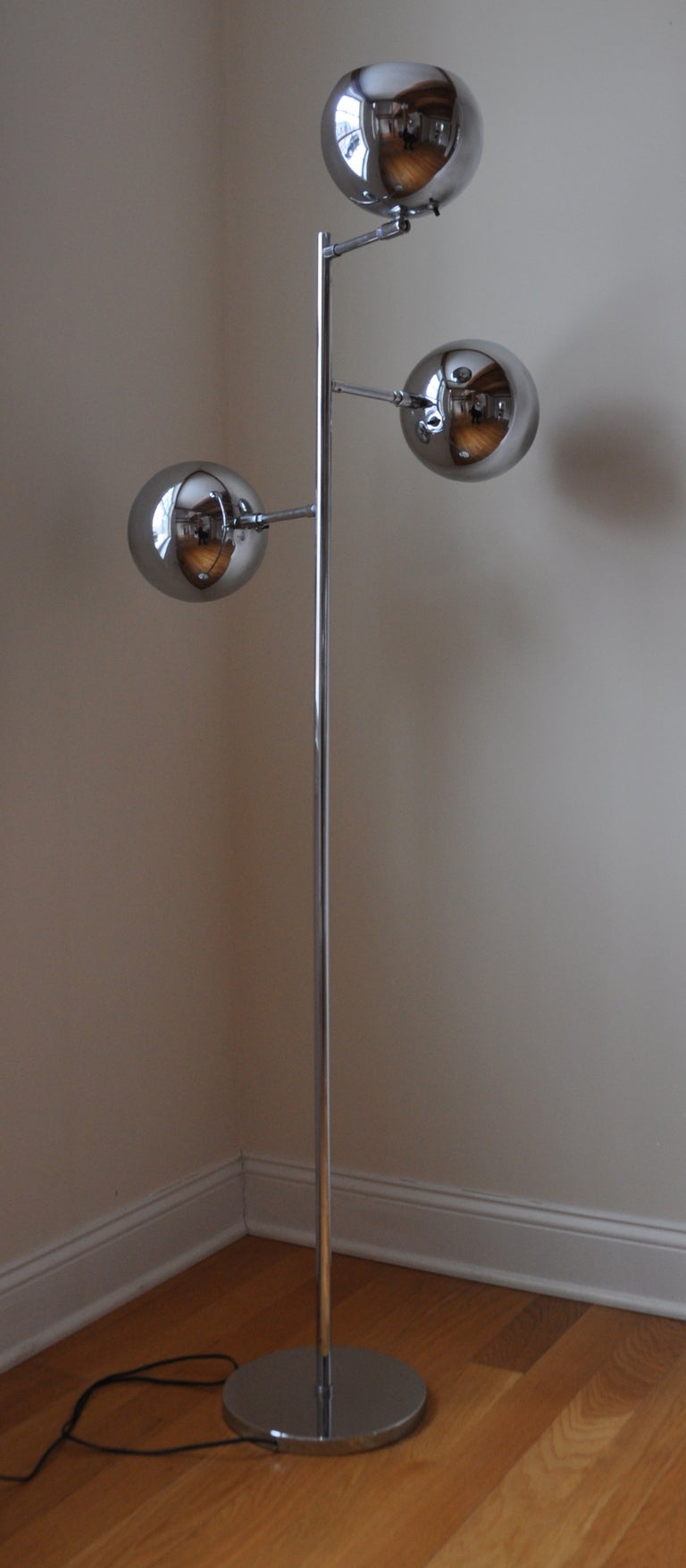 Three Arm Chrome Standing Lamp at 1stDibs