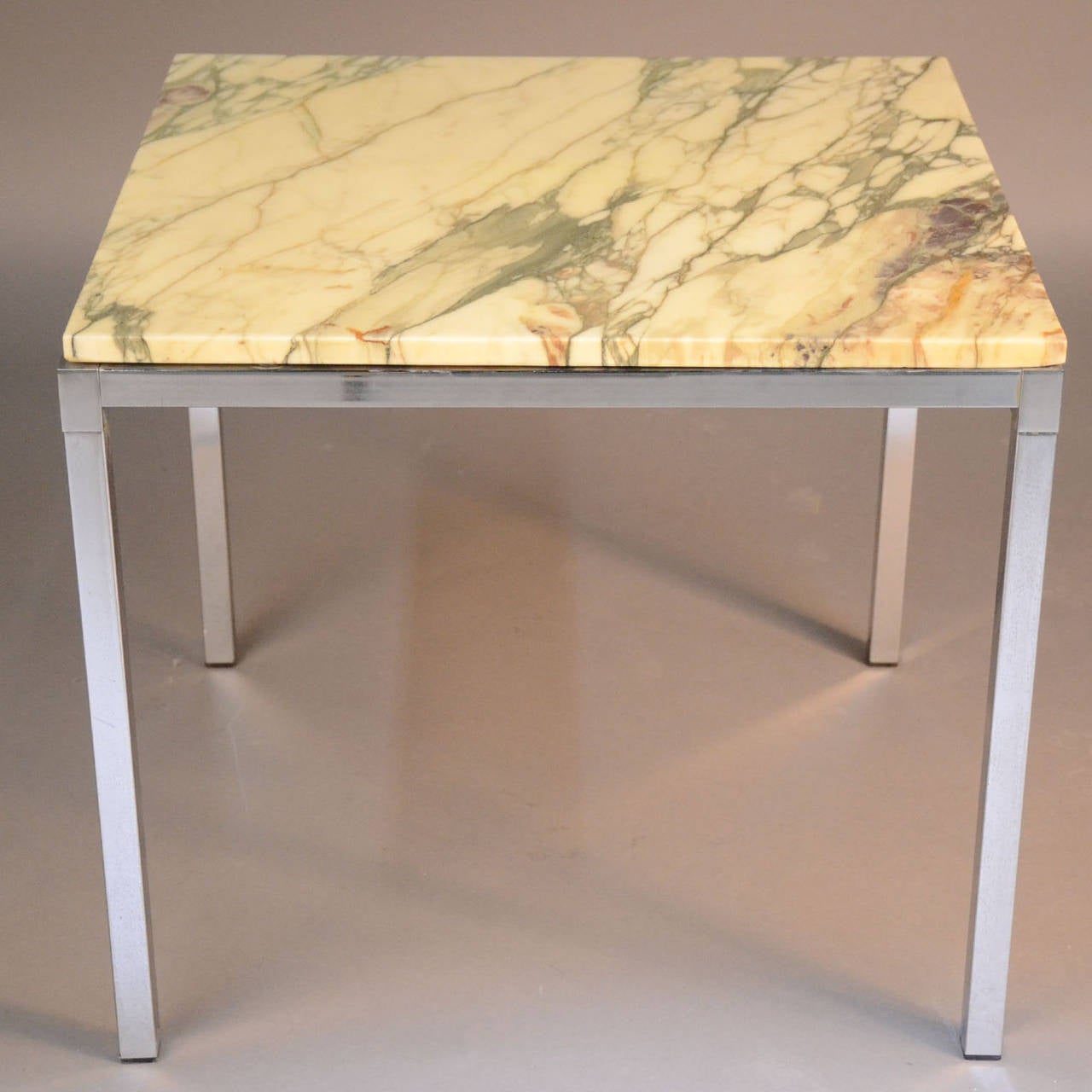 Chrome and Marble End Table For Sale at 1stDibs
