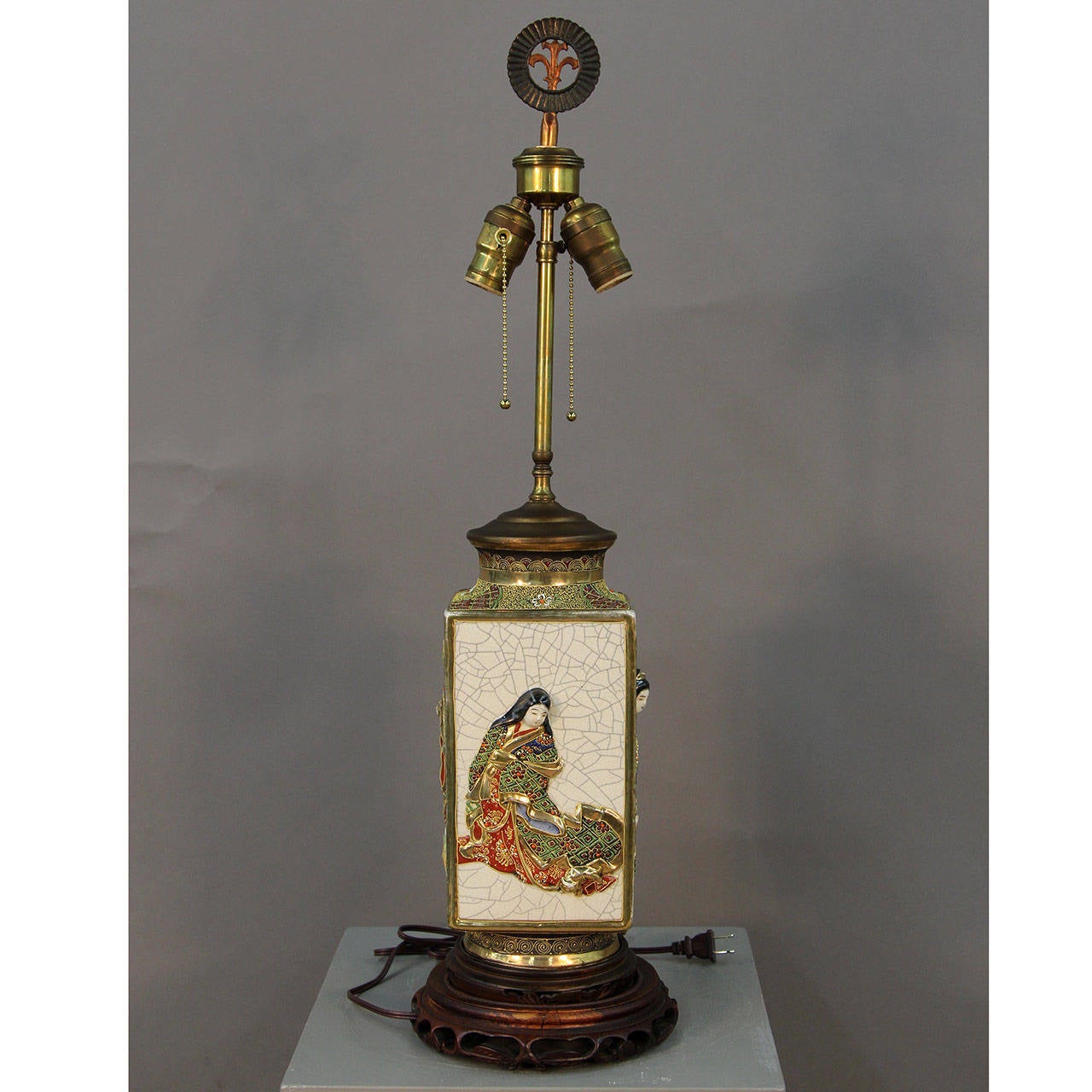 Large 19th Century Satsuma Table Lamp at 1stDibs