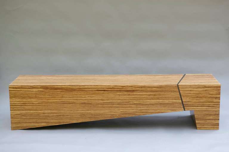 Zebra Wood Bench at 1stDibs