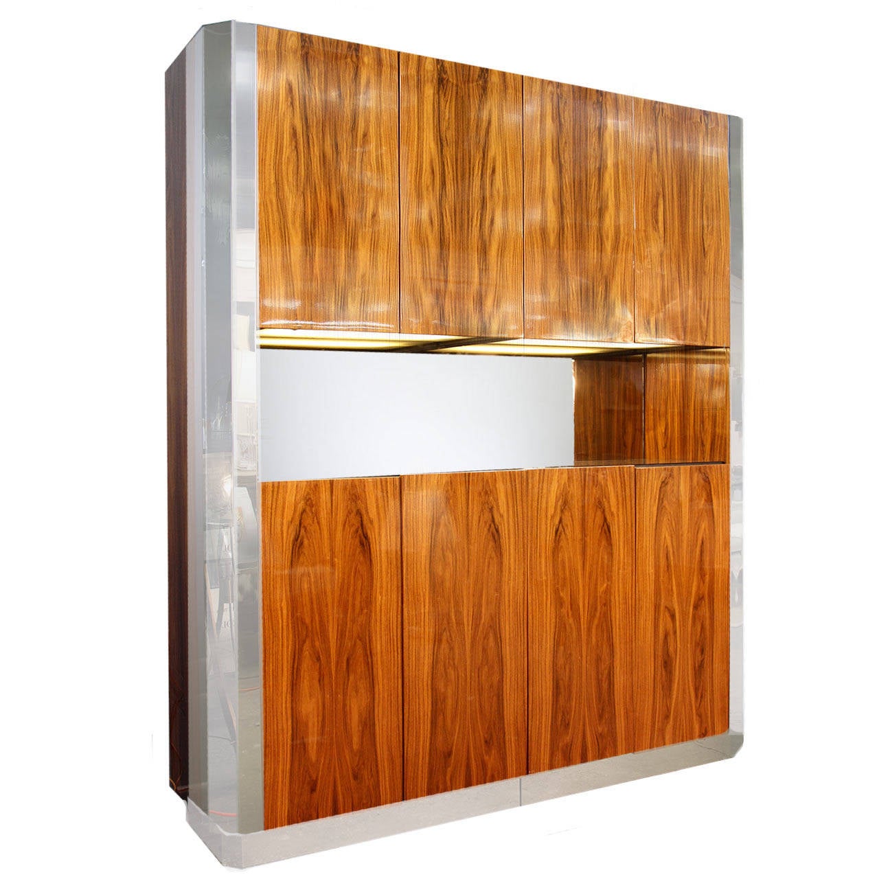 Leon Rosen for Pace Illuminated Double Bar Breakfront Cabinet with ...