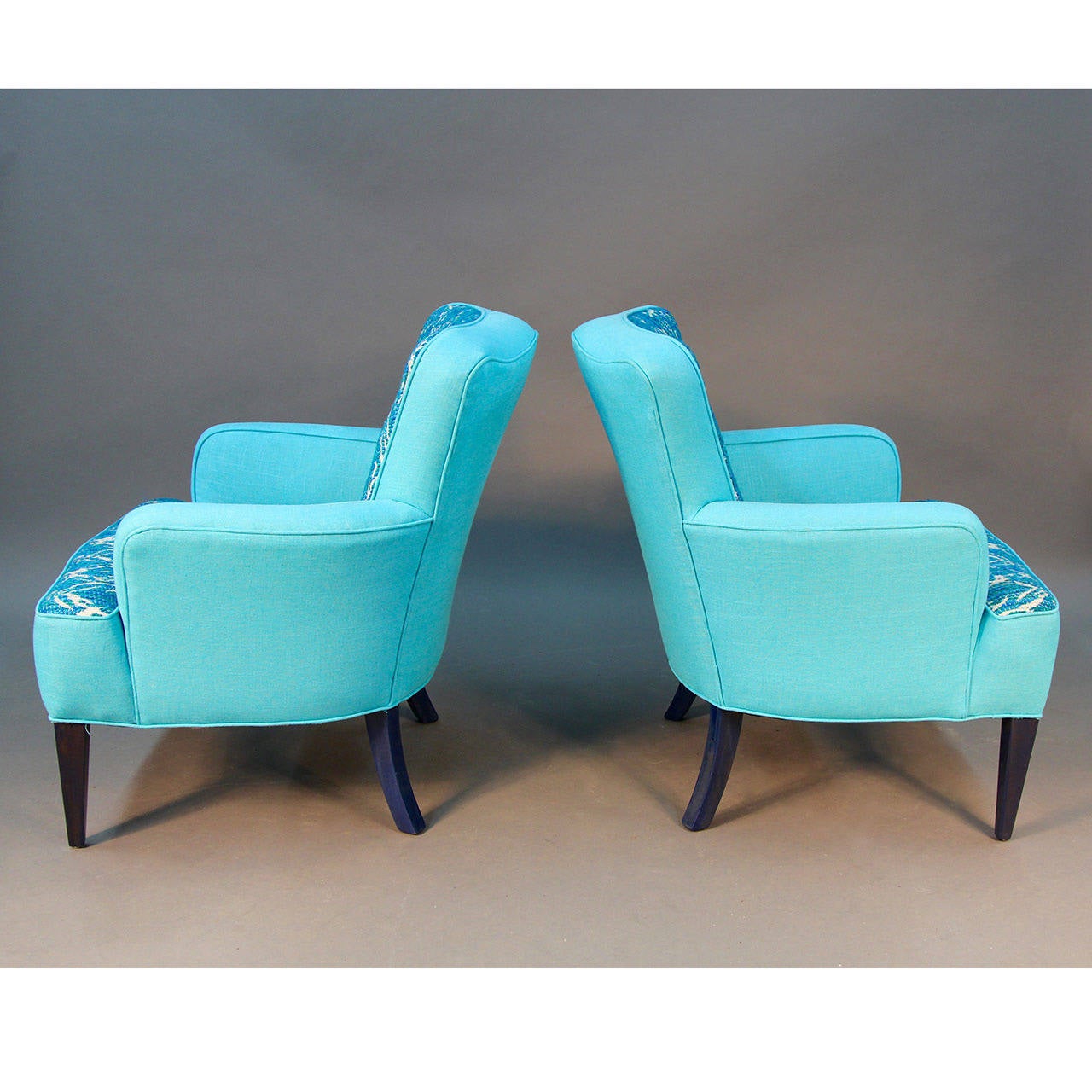 Pair of Turquoise Sala Chairs Draper Era For Sale at 1stDibs