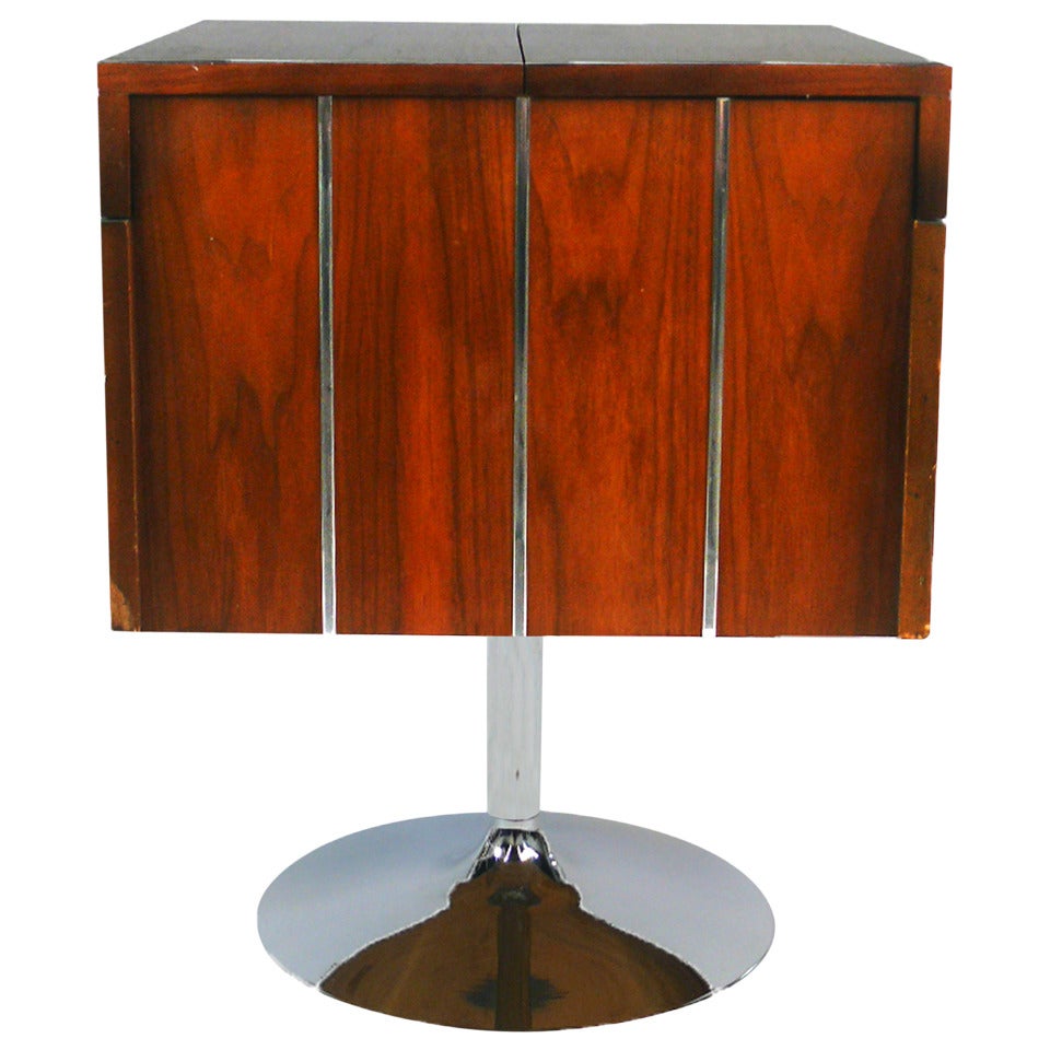 Walnut and Chrome Bar by Lane at 1stDibs