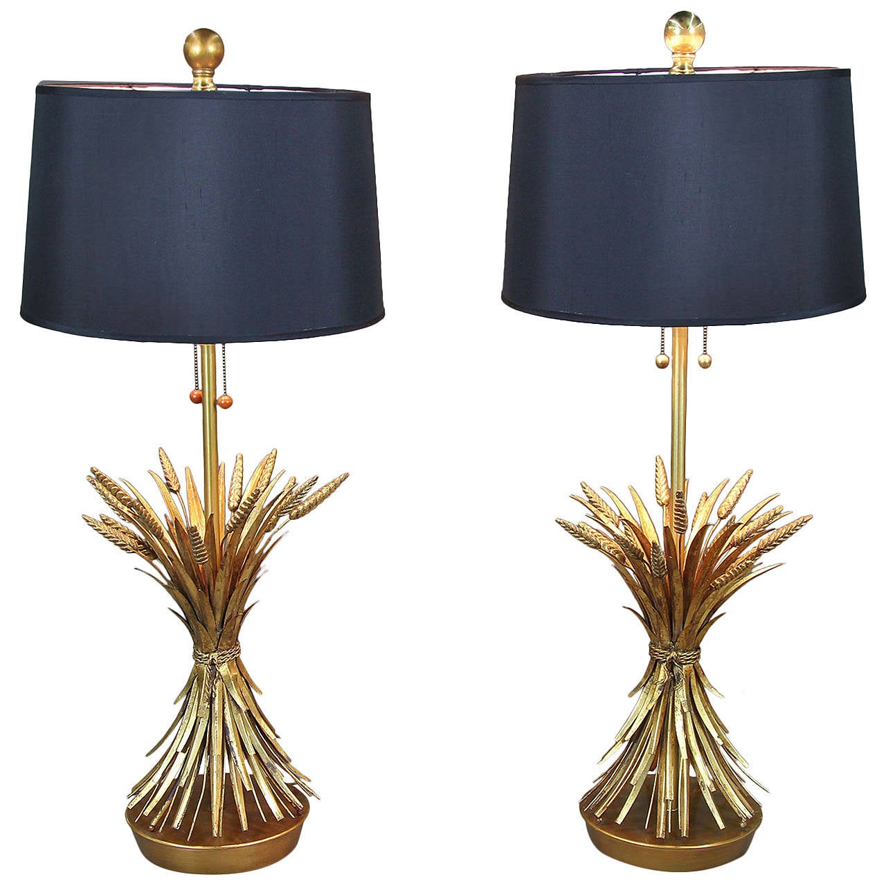 Marbro Gilt Metal Sheaf of Wheat Lamps For Sale at 1stDibs