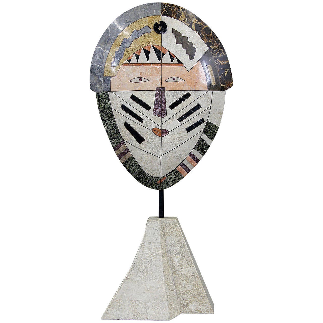 Maitland Smith Whimsical Mask on Stand For Sale at 1stDibs