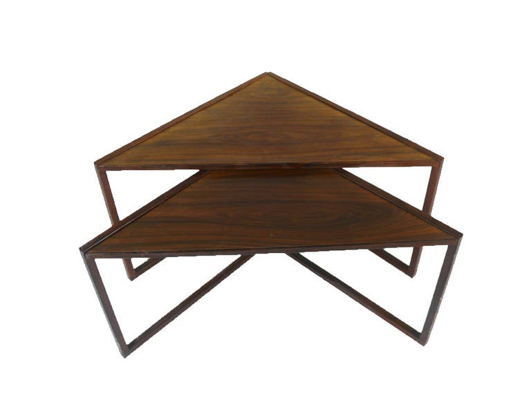 Midcentury Rosewood Triangular Nesting Tables at 1stDibs