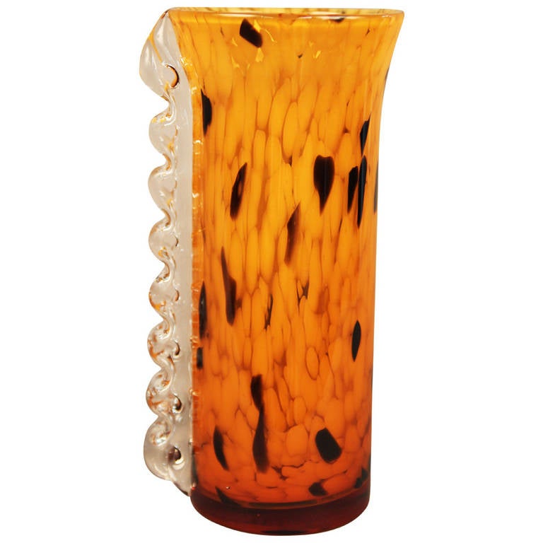 Cheetah Glass Handblown Italian Glass Vase at 1stDibs