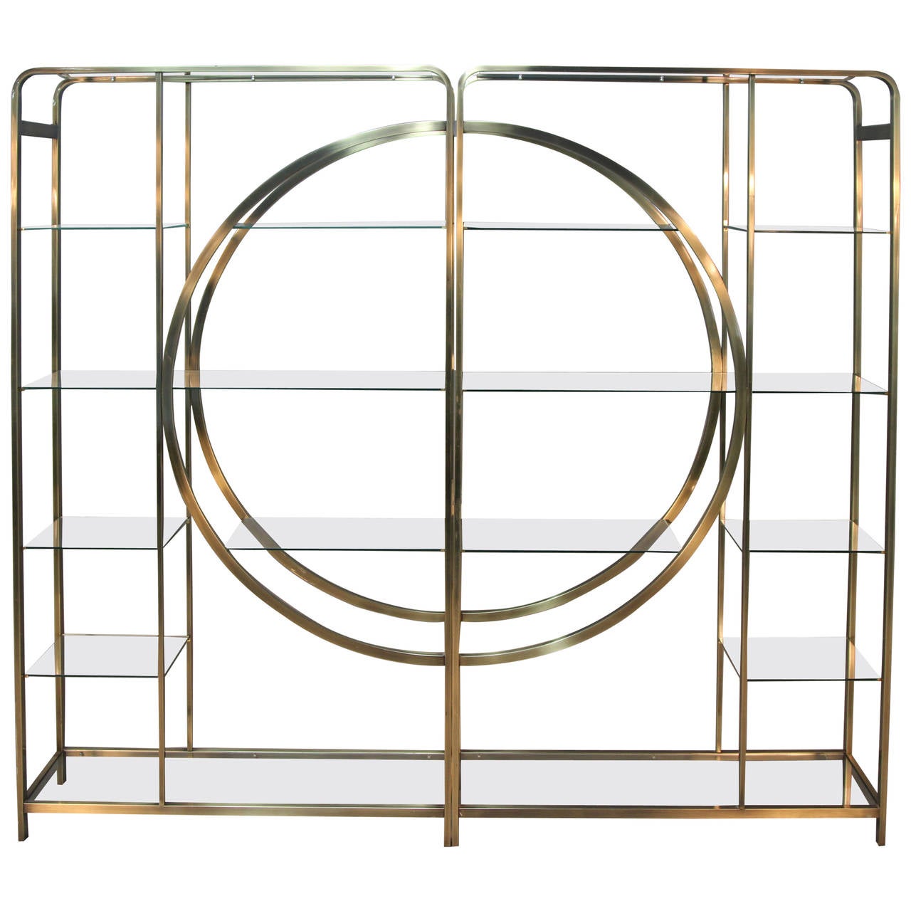 Amazing Milo Baughman Brass Etageres with Geometric Pattern at 1stDibs