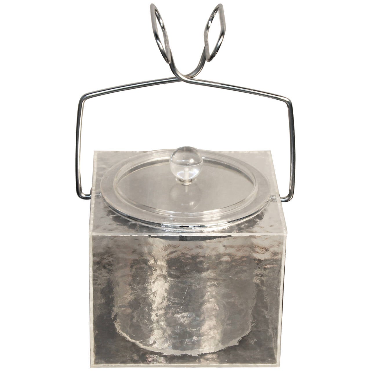Lucite “Block of Ice” Bucket with Tong Handles and Insert For Sale at ...