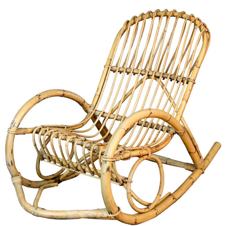 Franco Albini Style Rattan Rocking Chair at 1stDibs | franco albini ...