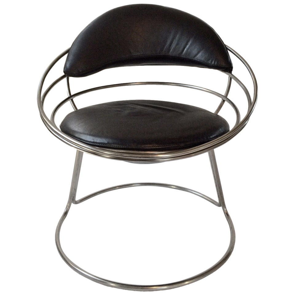 Round French Designer Chair, 1960s at 1stDibs