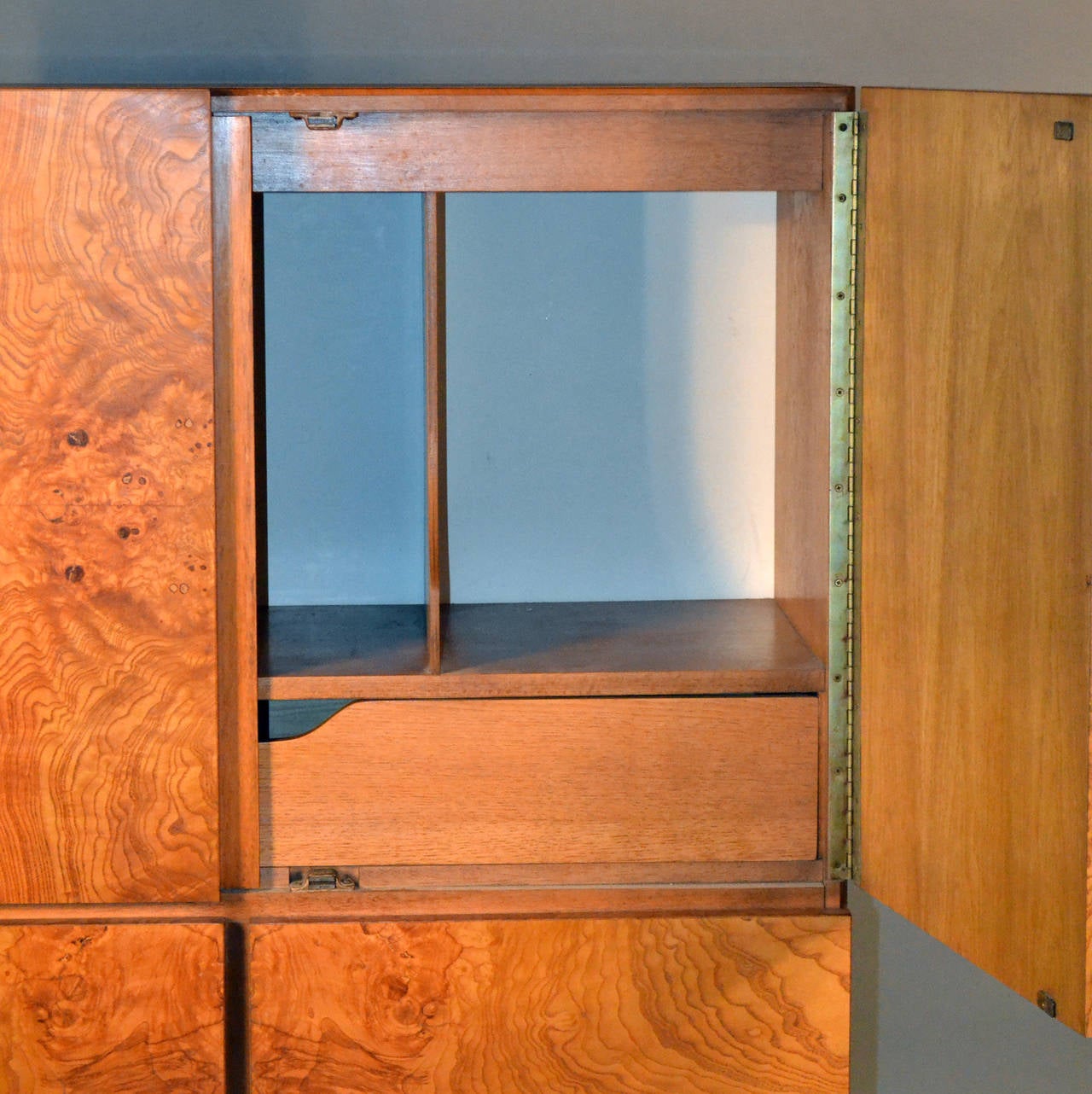 Burled Wood Wardrobe or Mans Chest by Lane with Drawers at 1stDibs