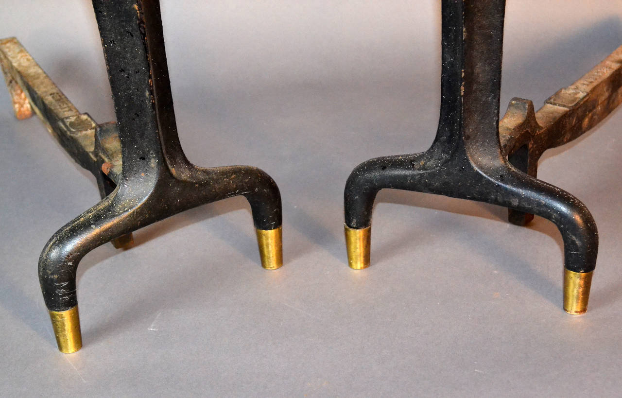 Mid-Century Andirons by Donald Deskey for Ward Bennett For Sale at 1stDibs