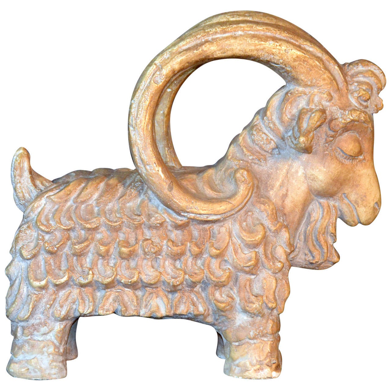 Signed Mid-Century Ceramic Ram Sculpture at 1stDibs