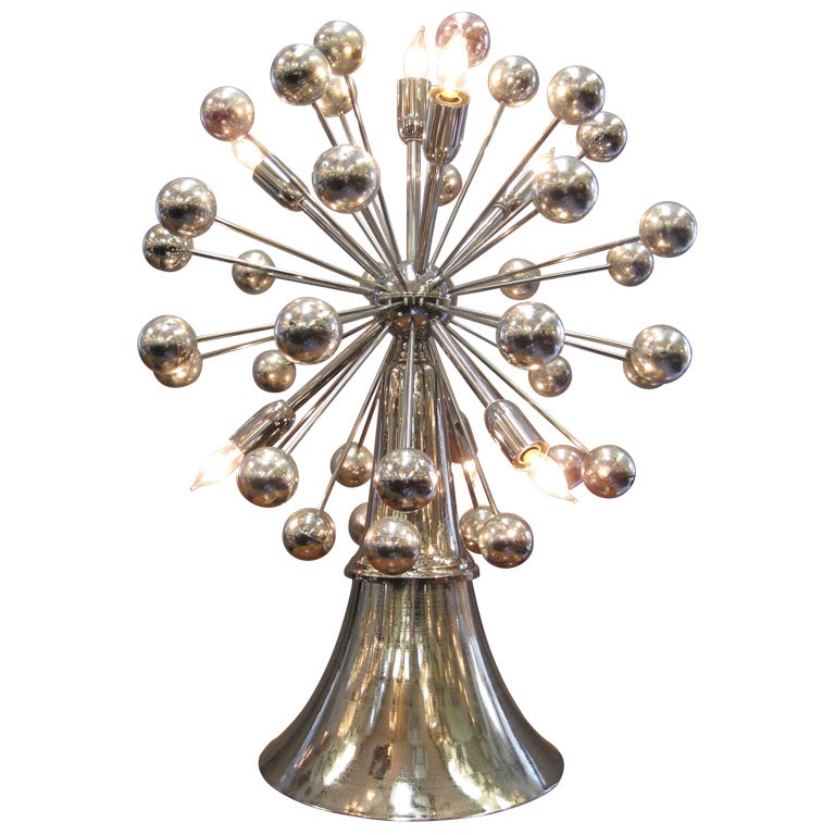 Large and Fabulous Mid-Century Chrome Sputnik Table Lamp at 1stDibs
