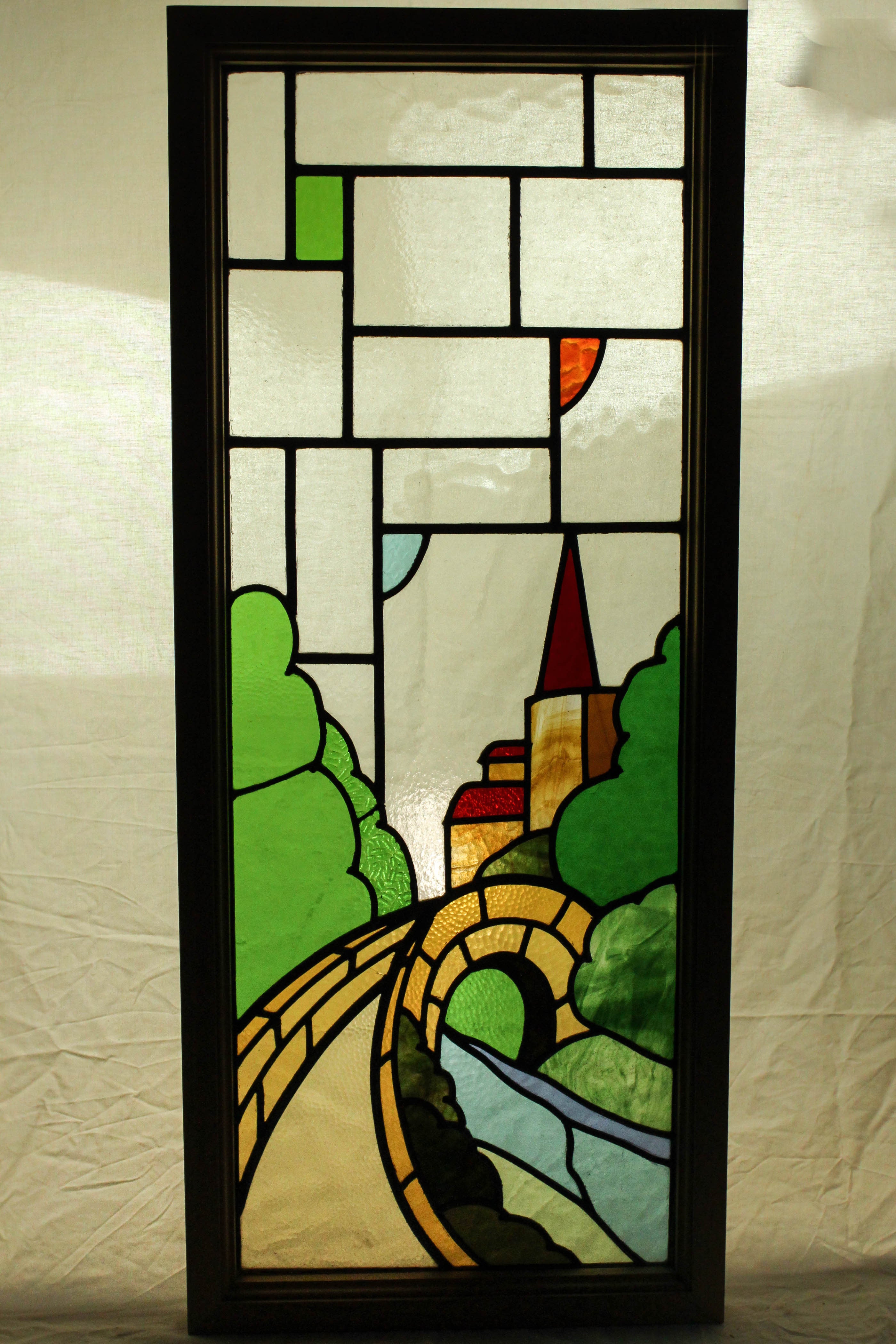 Castle Scene Stained Glass Window at 1stDibs