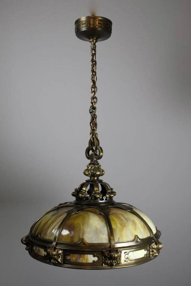 Gothic Slag, Glass Dome Pendant Fixture by Mitchell Vance and Co. For ...
