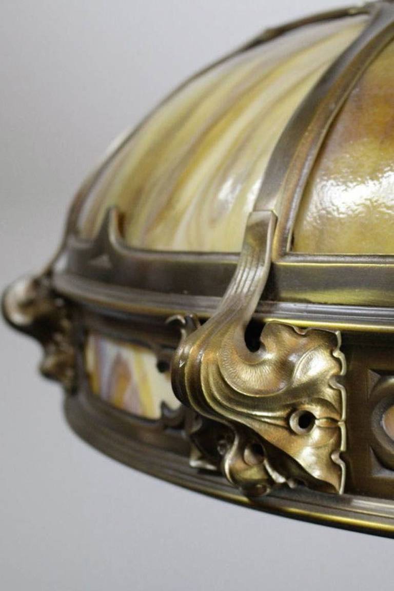 Gothic Slag, Glass Dome Pendant Fixture by Mitchell Vance and Co. For ...