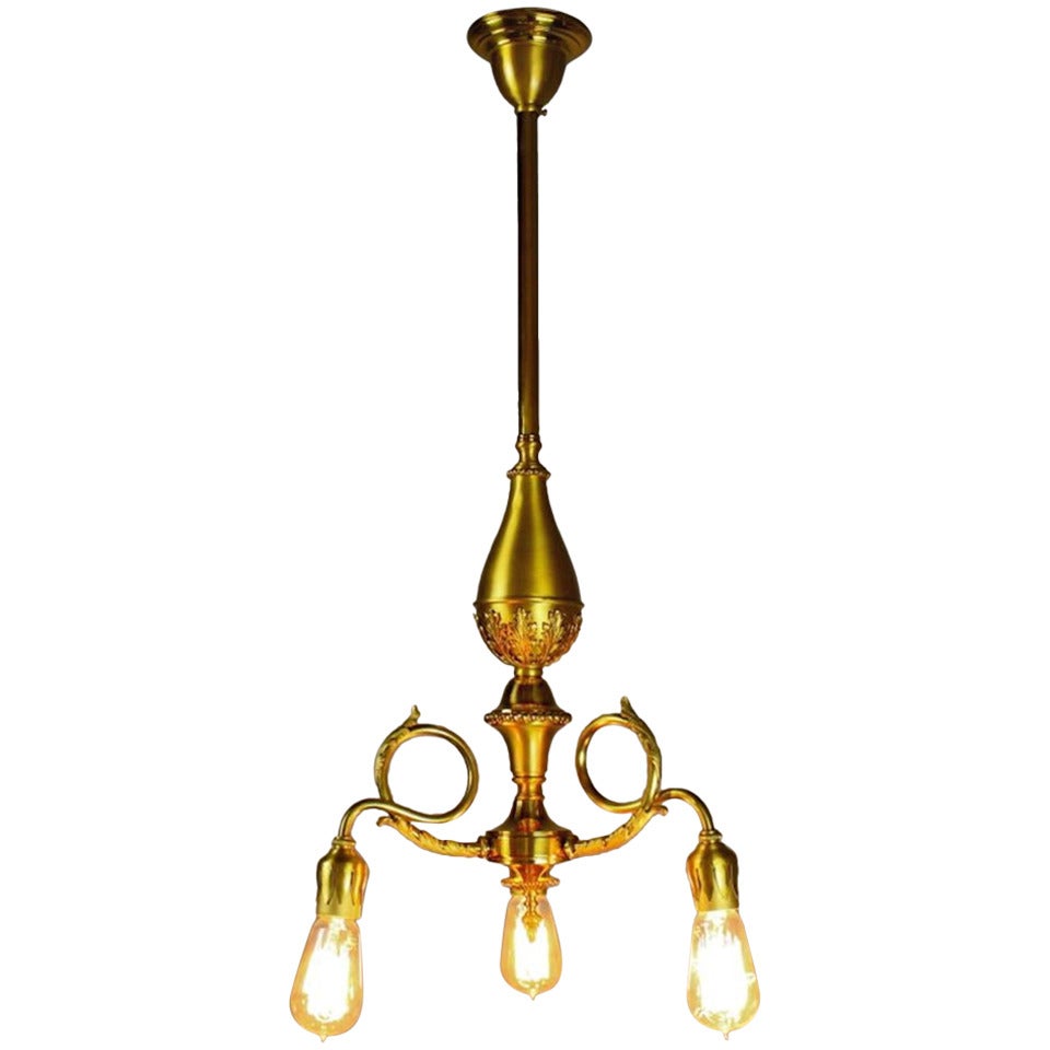 Victorian Three-Light Fixture by Vossburg of Chicago at 1stDibs