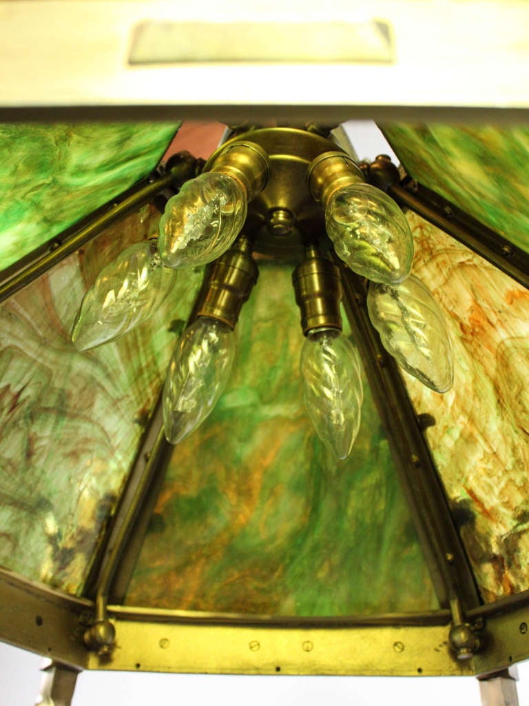 Mission Style / Arts and Crafts Slag Glass Light Fixture (12-Light) For ...