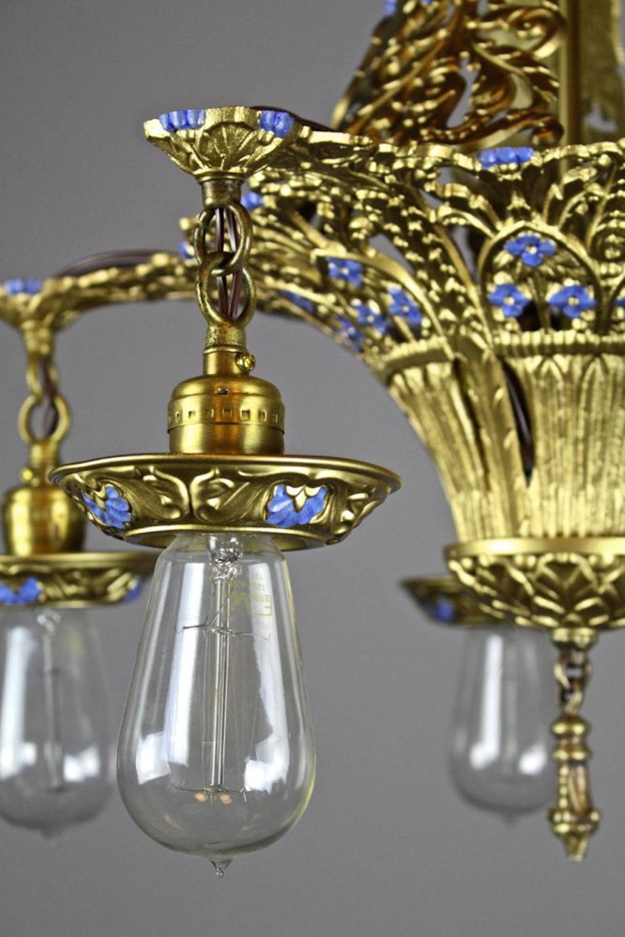 Art Deco Polychrome Light Fixture (5-Light) For Sale at 1stDibs