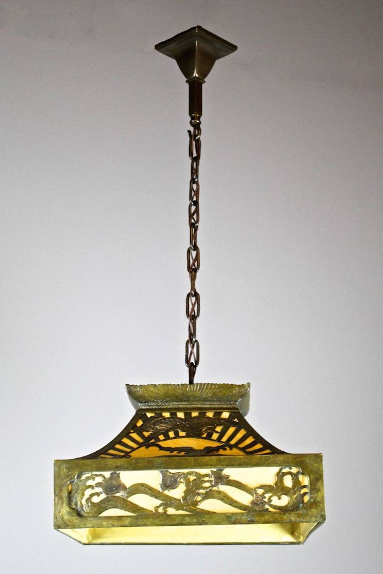 Asian Inspired Arts and Crafts Cut Out Fixture For Sale at 1stDibs