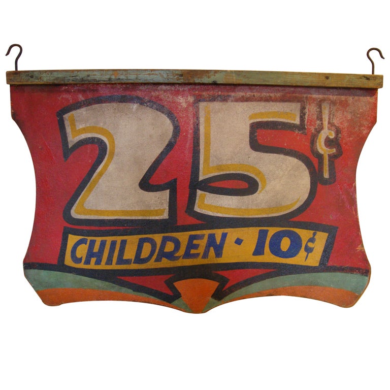 Early 20th Century Painted Carnival Sign at 1stDibs