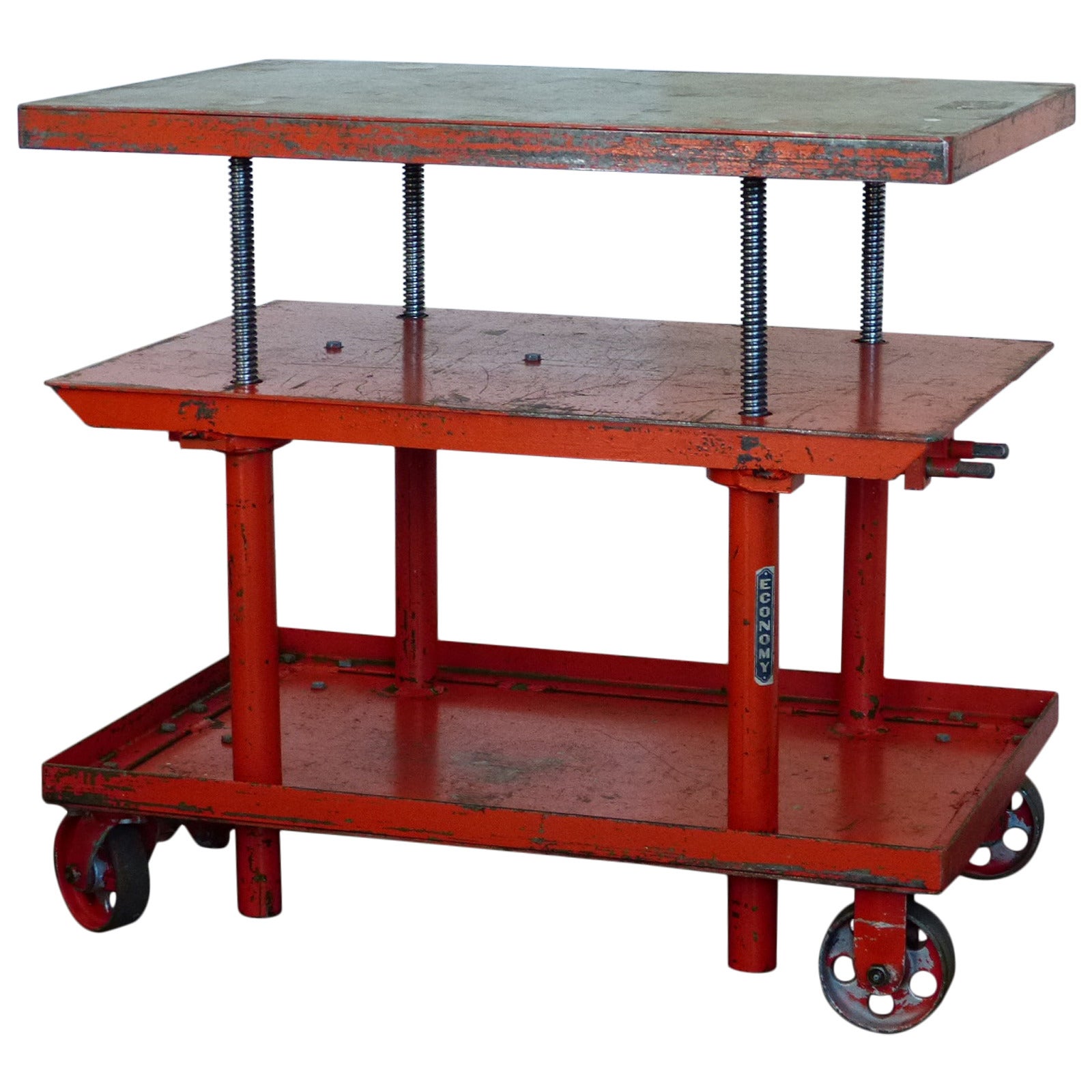 1950 Industrial Adjustable Height Lift Table at 1stDibs