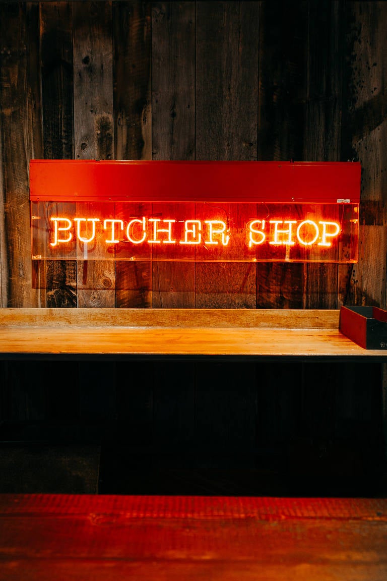 Neon Butcher Sign at 1stDibs