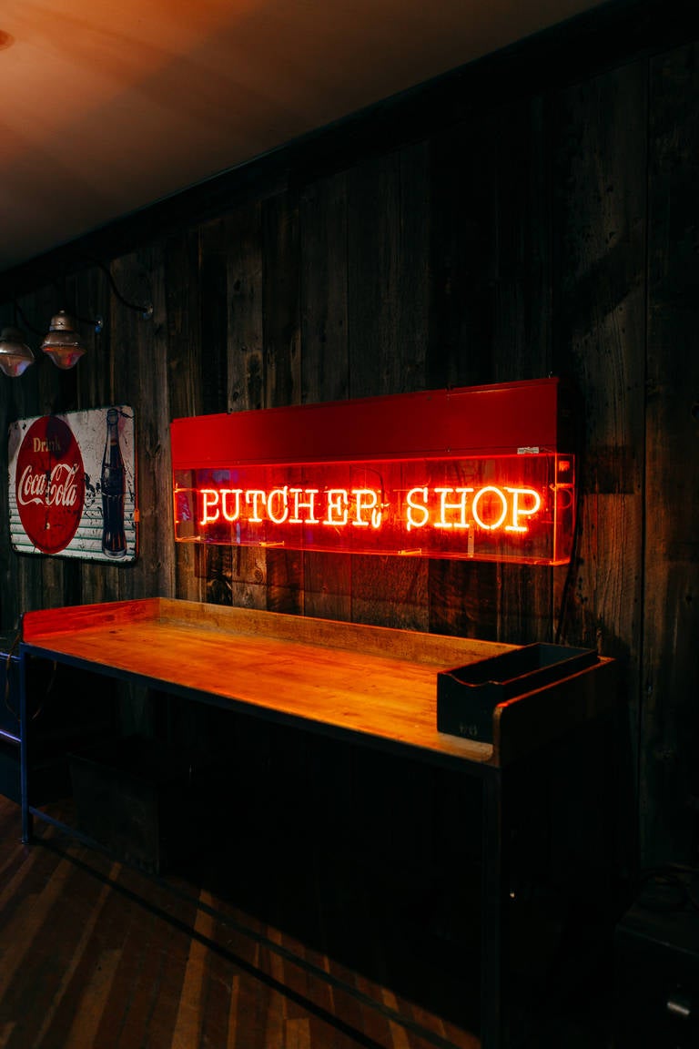 Neon Butcher Sign at 1stDibs