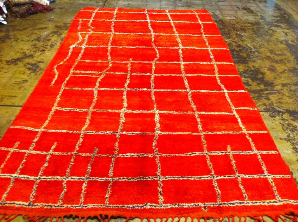 Vibrant Red Moroccan Rug For Sale at 1stDibs
